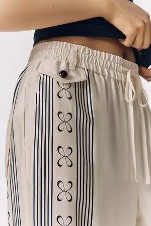Maeve Brooklin Tie-front Printed Pull-on Pants