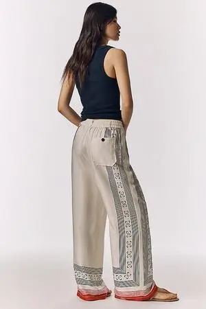 Maeve Brooklin Tie-front Printed Pull-on Pants