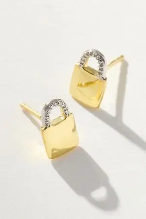 PAVÉ THE WAY Lock Your Superpower Stud Earrings - Gold