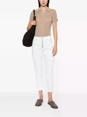 DONDUP High-waisted Cropped Trousers - White