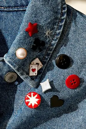 Free People Set Of Ten Motif Pins - Red