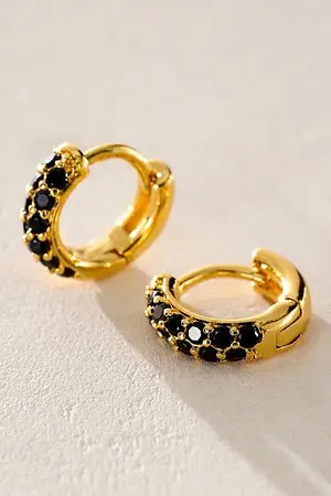 BRENDA GRANDS Crystal Huggie Earrings - Black/gold