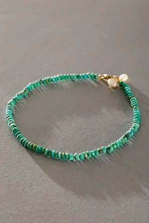 ATMA PREMA Turquoise And Pearl Charm Anklet - Turquoise/pearl