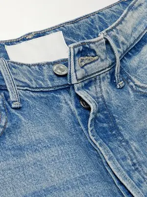 MOTHER The Pipe Dream Button Sneak Fray Distressed High-rise Wide-leg Jeans