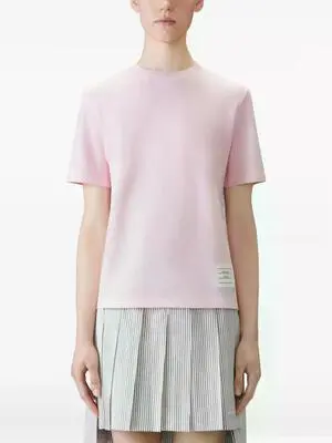 Thom Browne Pique 4-bar Crewneck T-shirt - Pink