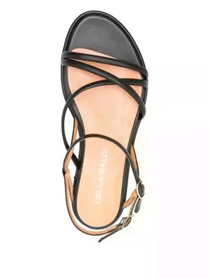 LELLA BALDI Leather Buckle Sandals