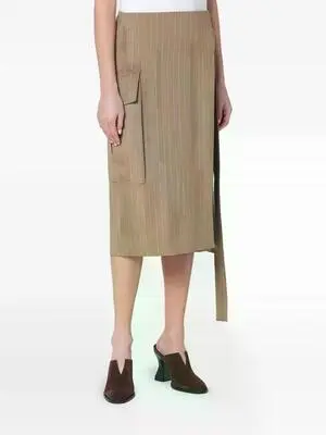 Victoria Beckham Pinstripe Wrap Midi Skirt