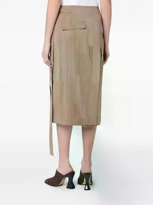 Victoria Beckham Pinstripe Wrap Midi Skirt