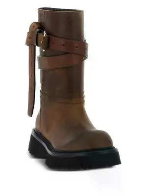 Moschino Buckled Leather Boots