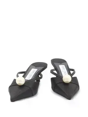 JIMMY CHOO 50mm Sana Pearl-embellished Mules - Black