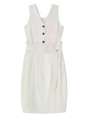 LOW CLASSIC Button-front Belted Midi Dress