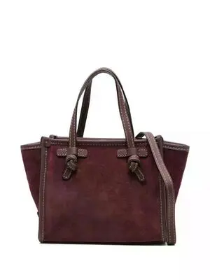 GIANNI CHIARINI Miss Marcella Suede Tote Bag With Knotted Detail - Red
