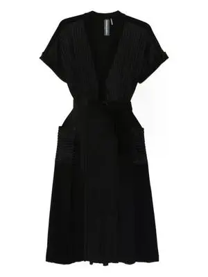Norma Kamali Pleated Striped Midi Dress - Black
