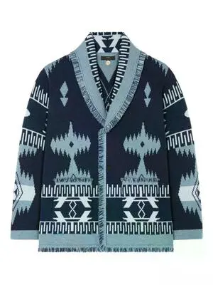 Alanui Icon Jacquard Fringed Cardigan - Blue