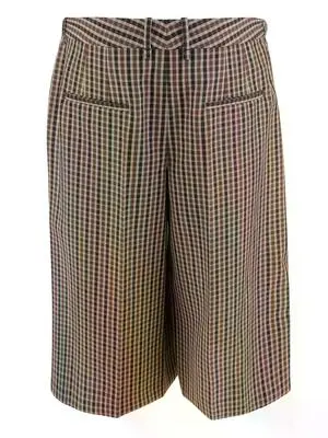 JIL SANDER Plaid Wool Shorts - Brown