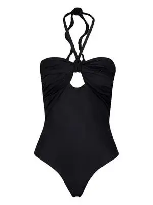 Johanna Ortiz Braided Halterneck Swimsuit - Black
