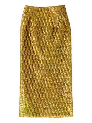 Needles Quilted Velvet Pencil Skirt - Gold