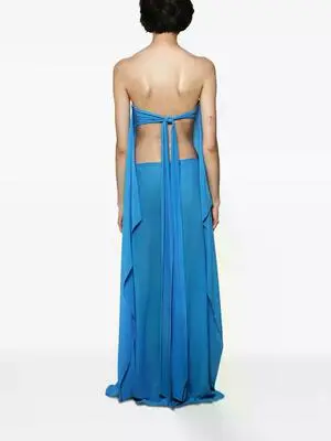 Christopher Esber Strapless Tie-Back Maxi Dress - Blue | Editorialist