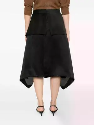 Khaite Nina Silk Ruffle Skirt - Black