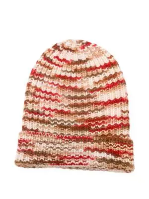 HURRAY Striped Cashmere Beanie - Neutrals