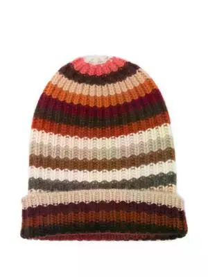 HURRAY Striped Cashmere Beanie - Brown