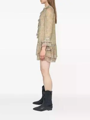 Zadig&Voltaire Ralice Paisley Ruffled Mini Dress - Neutrals