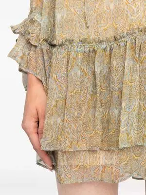 Zadig&Voltaire Ralice Paisley Ruffled Mini Dress - Neutrals