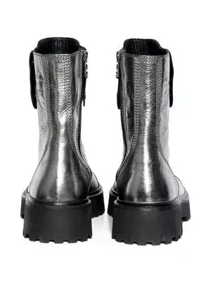 Zadig&Voltaire Joe Fast Metallic-effect Leather Combat Boots - Grey