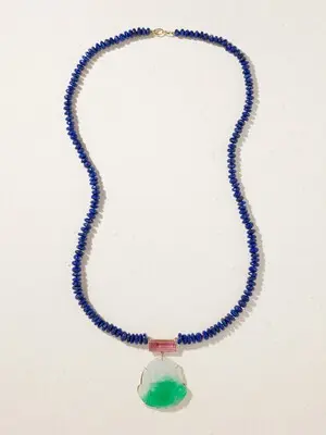 Jia Jia Happy Buddha Multi-stone Necklace - Blue
