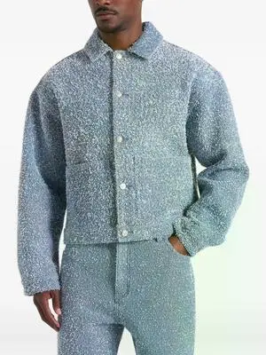 Manière De Voir Maniere De Voir Bouclé Denim Jacket With Back Pleat - Blue