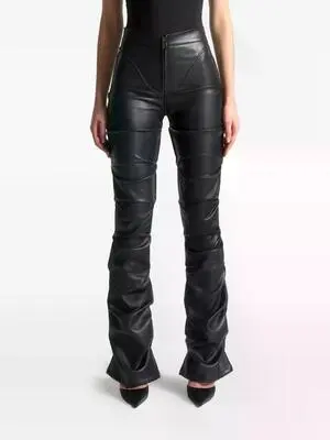 Manière De Voir Caroline Tacked Leather Flared Trousers - Black