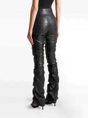 Manière De Voir Caroline Tacked Leather Flared Trousers - Black