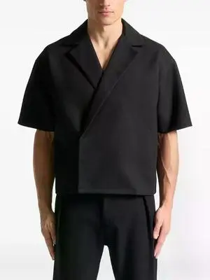 Manière De Voir Abel Boxy Twill Double Breasted Shirt - Black