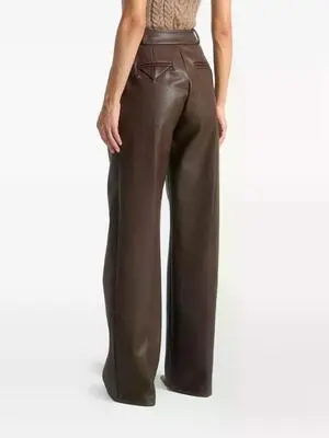 Manière De Voir Pebbled Leather Pleated Trousers - Brown