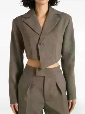 Manière De Voir Asymmetric Tailored Cropped Blazer - Brown