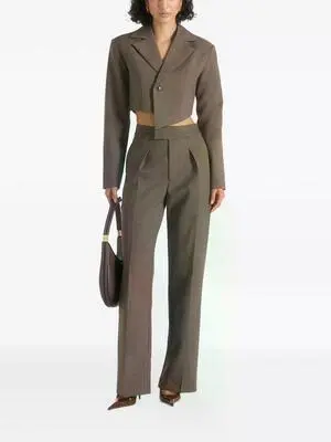 Manière De Voir Asymmetric Tailored Cropped Blazer - Brown