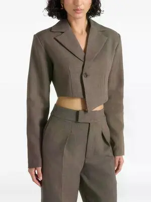 Manière De Voir Asymmetric Tailored Cropped Blazer - Brown