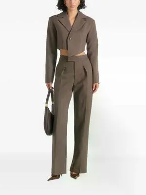 Manière De Voir Asymmetric Tailored Cropped Blazer - Brown