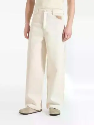 Manière De Voir Wide Leg Twill Jeans - Neutrals