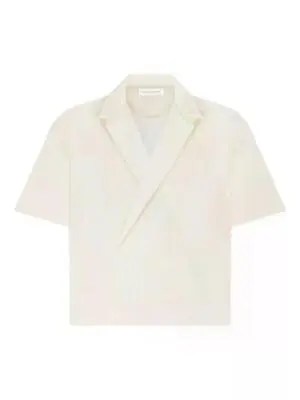 Manière De Voir Abel Boxy Twill Double Breasted Shirt - Neutrals