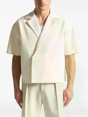 Manière De Voir Abel Boxy Twill Double Breasted Shirt - Neutrals