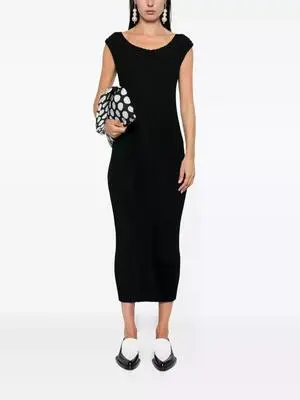 Issey Miyake Ribbed Sleeveless Midi Dress - Black