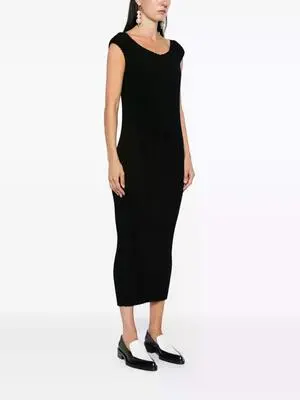 Issey Miyake Ribbed Sleeveless Midi Dress - Black