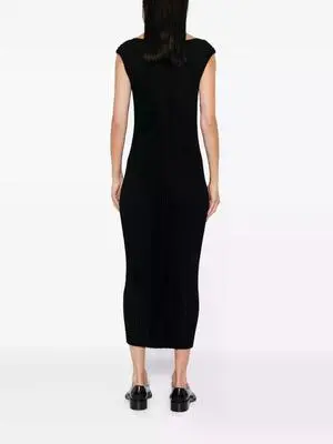 Issey Miyake Ribbed Sleeveless Midi Dress - Black