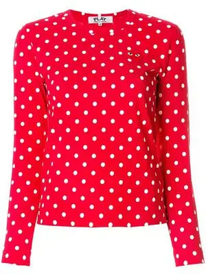 Play Comme Des Garcon Polka Dot Heart Logo T-shirt - 3 Red