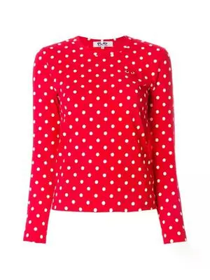 Play Comme Des Garcon Polka Dot Heart Logo T-shirt - Red