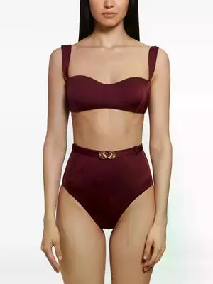 NOIRE SWIMWEAR Belted High-waisted Swimsuit