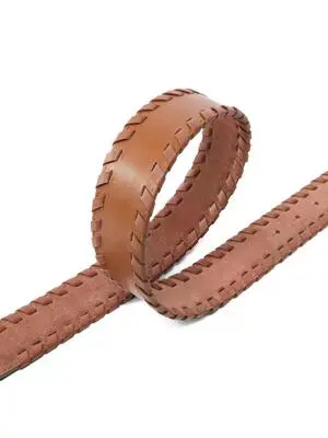 Pinko Braided Suede Leather Belt With Love Birds Buckle - Neutrals