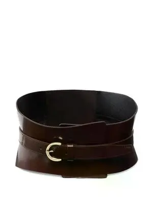 Pinko Patent Leather Wide Belt With Buckle - Brown