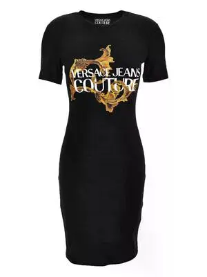 Versace Logo-print Midi Dress - Black